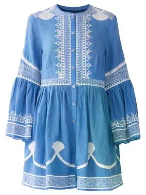 Camilla Button Detailed Mini Dress - Blue