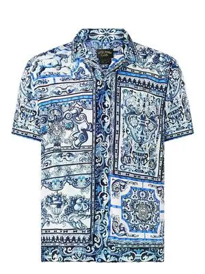 Camilla Camp Collared Short-sleeve Shirt - Blue