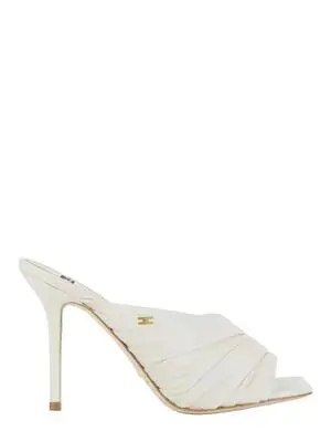 Elisabetta Franchi Leather Stiletto Heel Sandals - Neutrals
