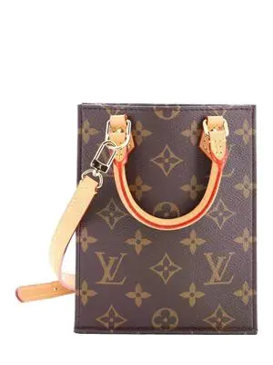 LOUIS VUITTON Petit Sac Plat Monogram Canvas Crossbody Bag - Brown