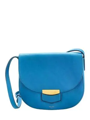 Celine Trotteur Grainy Leather Small Crossbody Bag - Blue