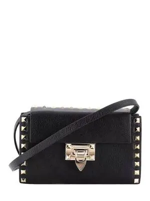 Valentino Garavani Rockstud Flip Lock Flap Shoulder Bag - Black
