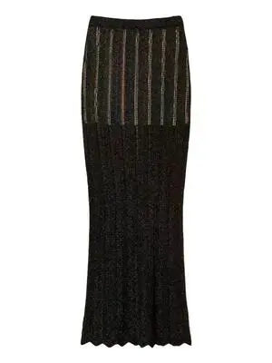 TWINSET Knitted Maxi Skirt With Lurex And Chevron Openwork - Black