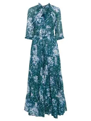 Samantha Sung Floral Tassel Maxi Dress - Blue