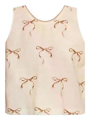FORTE_FORTE Bow-print Sleeveless Top - Neutrals