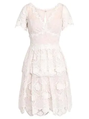MARCHESA Marchesa Notte Tiered Embroidered Tulle Mini Dress