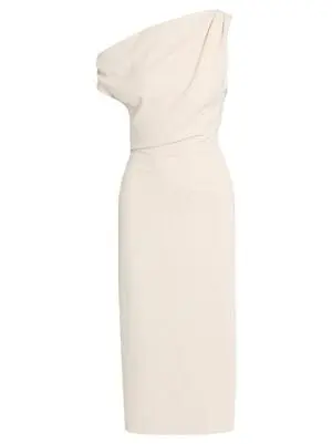 16Arlington Kira One-shoulder Crepe Midi Dress - Ecru