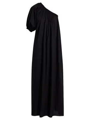Matteau One-shoulder Cotton-poplin Maxi Dress - Black