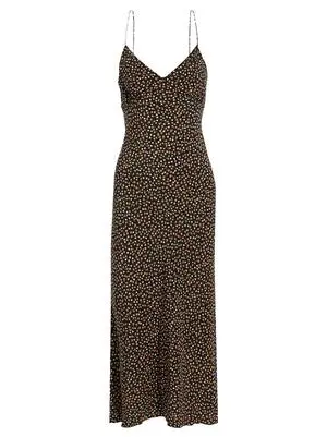Matteau Floral-Print Silk-Voile Midi Slip Dress Black