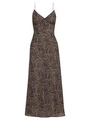 Matteau Floral-print Silk-voile Midi Slip Dress - Chocolate