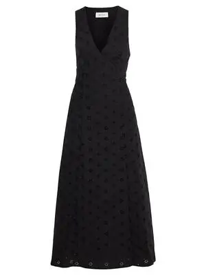 Matteau Broderie Anglaise Cotton Midi Dress - Black