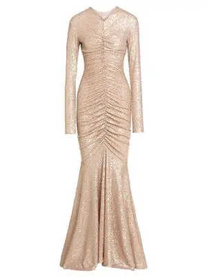 NORMA KAMALI Ruched Sequined Stretch-Mesh Gown
