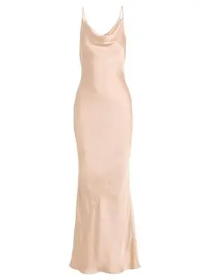Norma Kamali Maria Draped Satin Gown - Blush