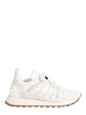Brunello Cucinelli Mesh, Suede, And Leather Sneakers - Off-white