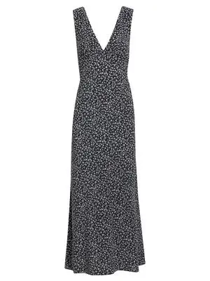 Matteau Floral-print Silk Crepe De Chine Midi Dress - Navy