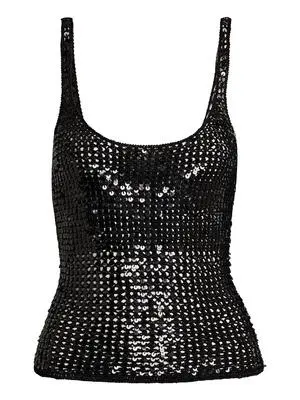 Matteau Sequined Crochet Tank - Black