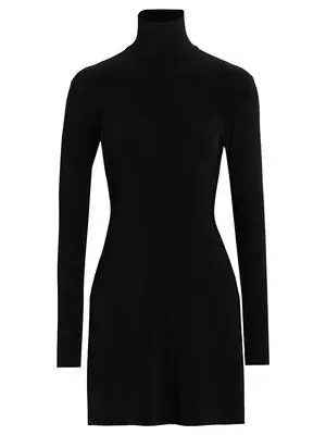Norma Kamali Stretch-jersey Turtleneck Mini Dress - Black