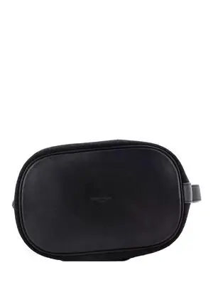 Saint Laurent Rive Gauche Drawstring Embroidered Wool Bucket Bag - Black