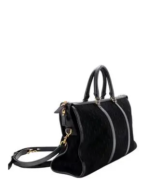 Saint Laurent Duffle Bag Monogram All Over Suede Medium - Black
