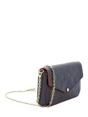 LOUIS VUITTON Felicie Pochette Monogram Empreinte Leather Blue