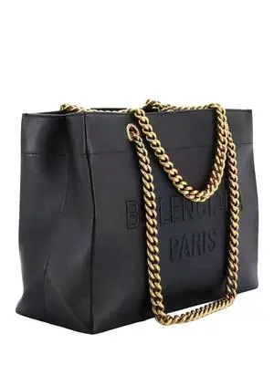 Balenciaga Duty Free Chain Leather Medium Tote - Black