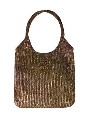 Miu Miu Ivy Sequin Mesh Bag - Brown