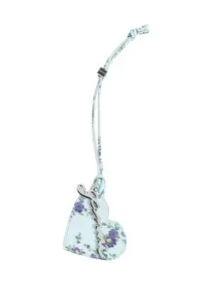 GANNI Floral-print Heart-shaped Mirror Charm - Blue