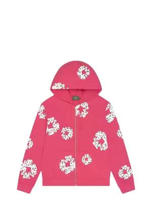 DENIM TEARS Wreath Rhinestone Zip-up Hoodie - Pink