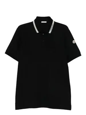 Moncler Logo Collar Polo Shirt - Black