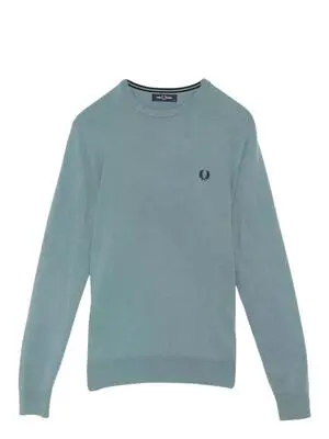 Fred Perry Logo-embroidered Round Neck Jumper - Blue