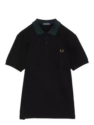 Fred Perry Watch Tartan Embroidered Polo Shirt - Black