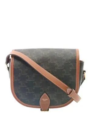 Celine 2021-2026 Medium Triomphe Coated Canvas Folco Crossbody Bag - Black