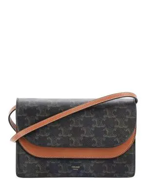 CELINE Wallet On Strap Triomphe Coated Canvas Crossbody Bag