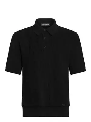 Dolce & Gabbana Ribbed Polo Shirt - Black