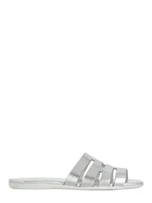 Hogan Flat Metallic Sandals - Silver