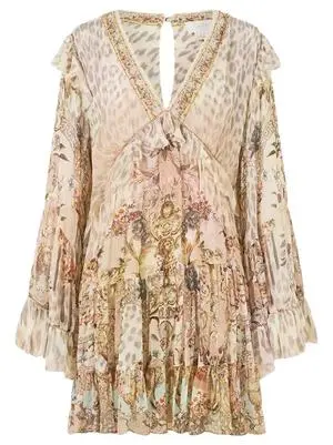 Camilla Tiered Animal Print Dress - Neutrals