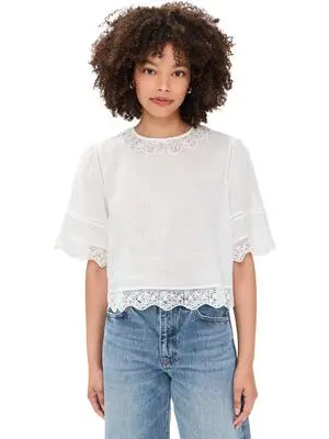 FRAME Embroidered Top - White