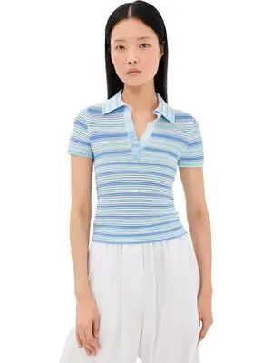 Simkhai Paxton Knit Polo With Contrast Collar - Periwinkle Multi