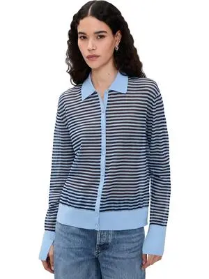 FRAME Collared Cardigan - Powder Blue Multi