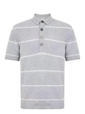Eleventy Striped Polo Shirt - Grey