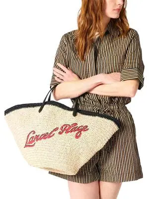 LANCEL Logo-embroidered Tote Bag - Neutrals