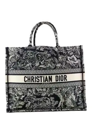 DIOR Christian Dior Book Embroidered Canvas Large Tote Bag