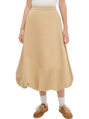 ALIGNE Organic Cotton Bubble Midi Skirt - Camel