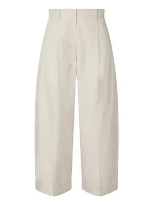 Max Mara Danza Cotton Wide-Leg Pants Beige