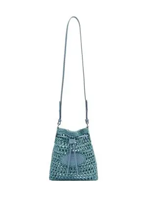 TOD'S Mini Raffia-effect Bucket Bag - Blue