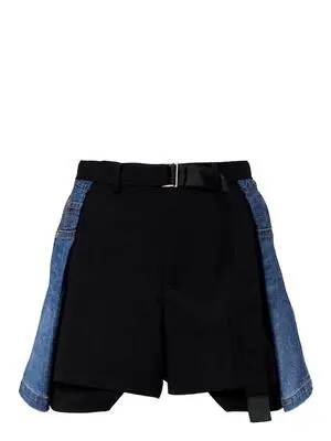 Sacai Paneled Denim Shorts - Blue