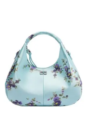 GANNI Mini Floral Satin Top-Handle Bag Blue
