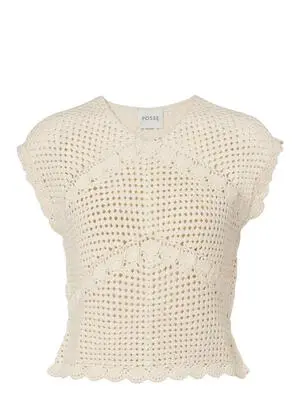 POSSE Dylan Crochet Scalloped Top