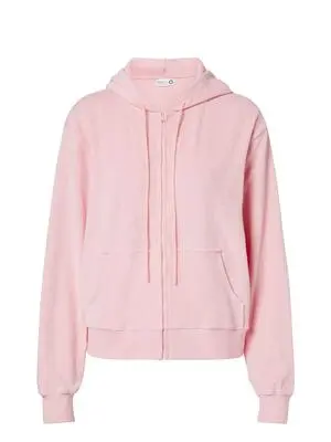 Hunza G Logo Cotton Terry Zip-up Hoodie - Pink