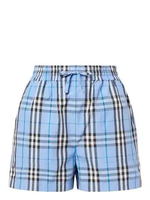 Burberry Check Cotton Shorts - Blue